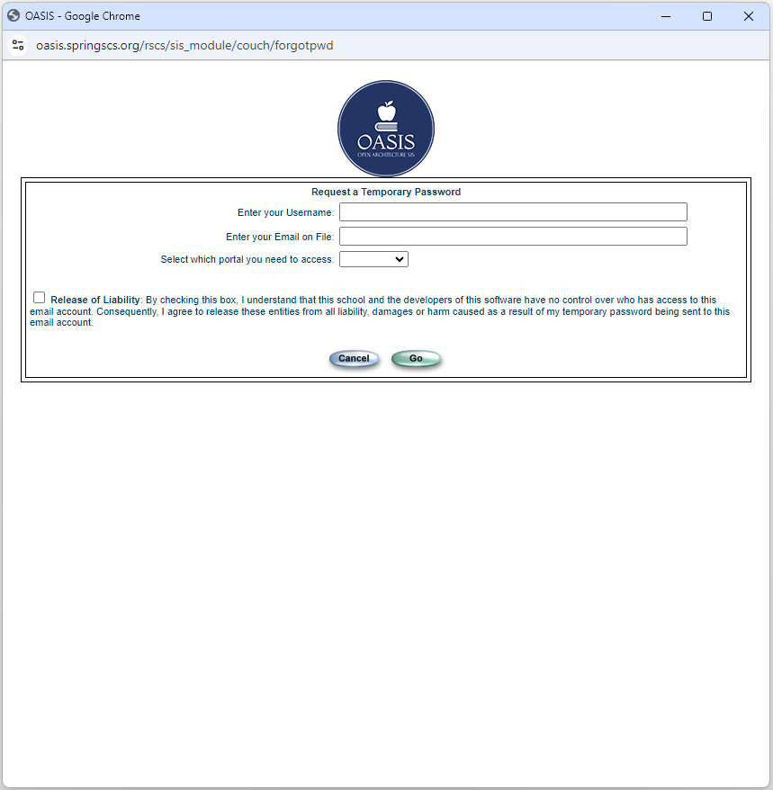 OASIS: How to reset your OASIS parent password – Springs Charter Schools